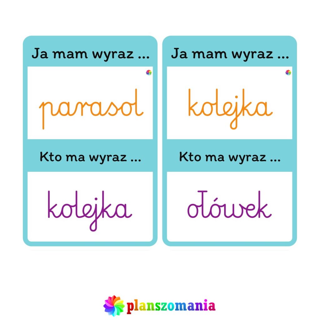 Wyrazy trzysylabowe złożone - gra z serii "Ja mam...Kto ma..." pomoce ...