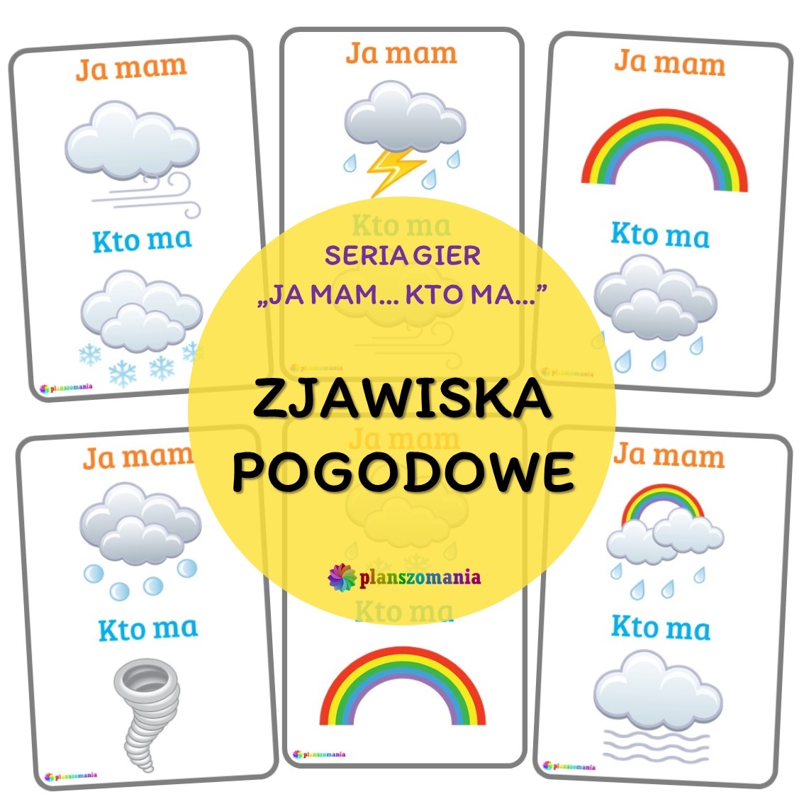 Zjawiska pogodowe - gra z serii "Ja mam...Kto ma..." pomoce edukacyjne PDF